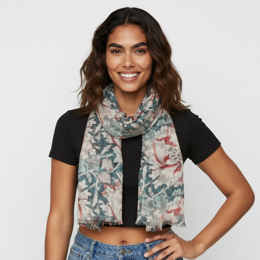 Buy Abstract Linen Designer Scarf for women. – Wearable Art Scarves