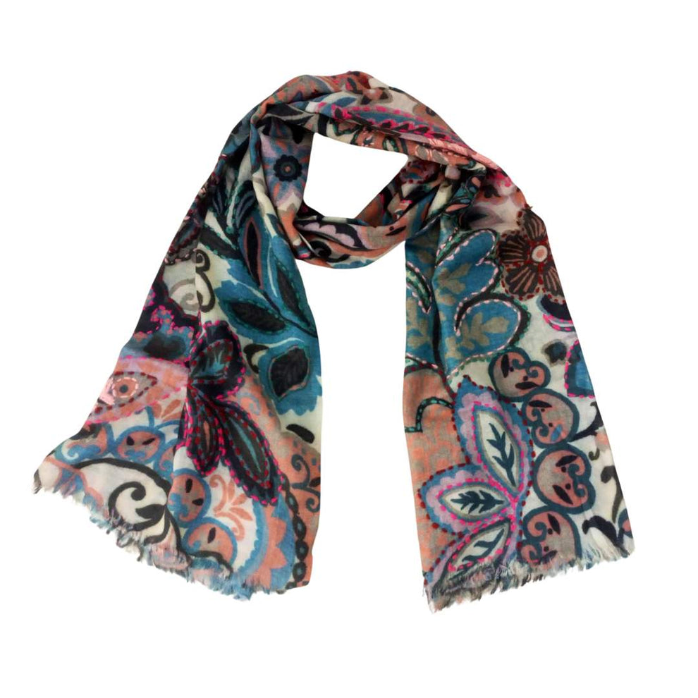 Buy Floral Embroidered Merino Wool Designer Scarf for women. – Namaskar ...